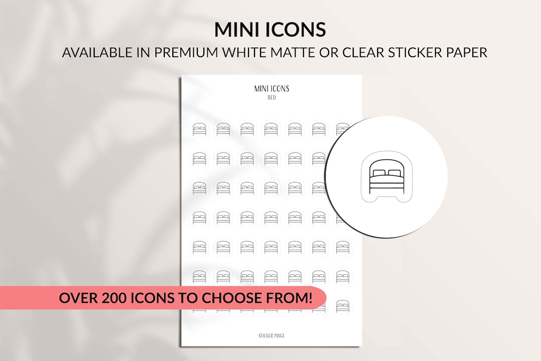BED Mini Icon Stickers Minimal & Functional Planner Stickers A5 Pocket ...