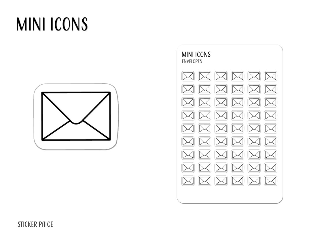 ENVELOPE Mini Icon Stickers | Minimalist Planner Stickers | Functional ...