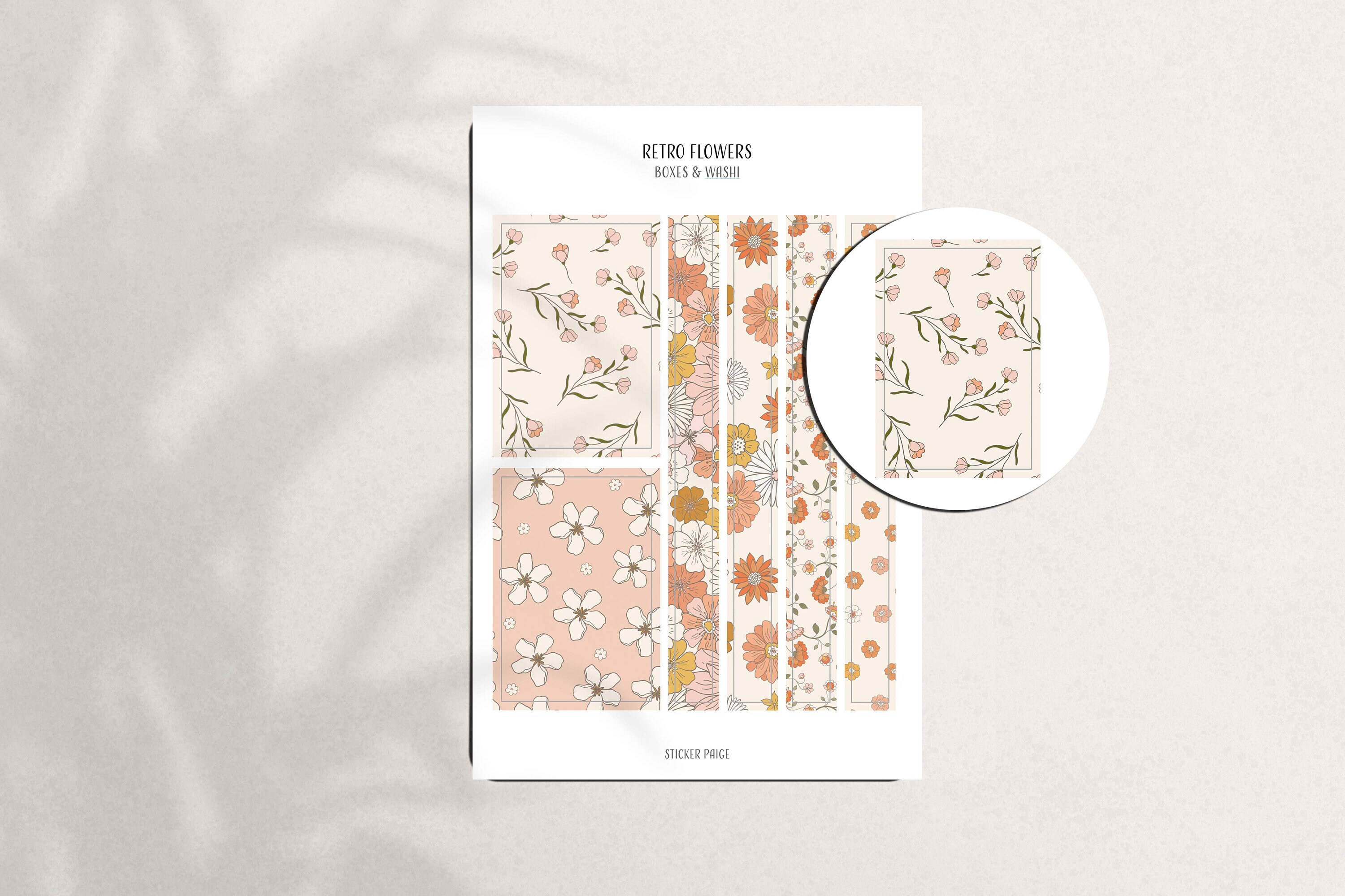 RETRO FLOWERS Planner Sticker Collection | Minimalist Sticker Pack ...