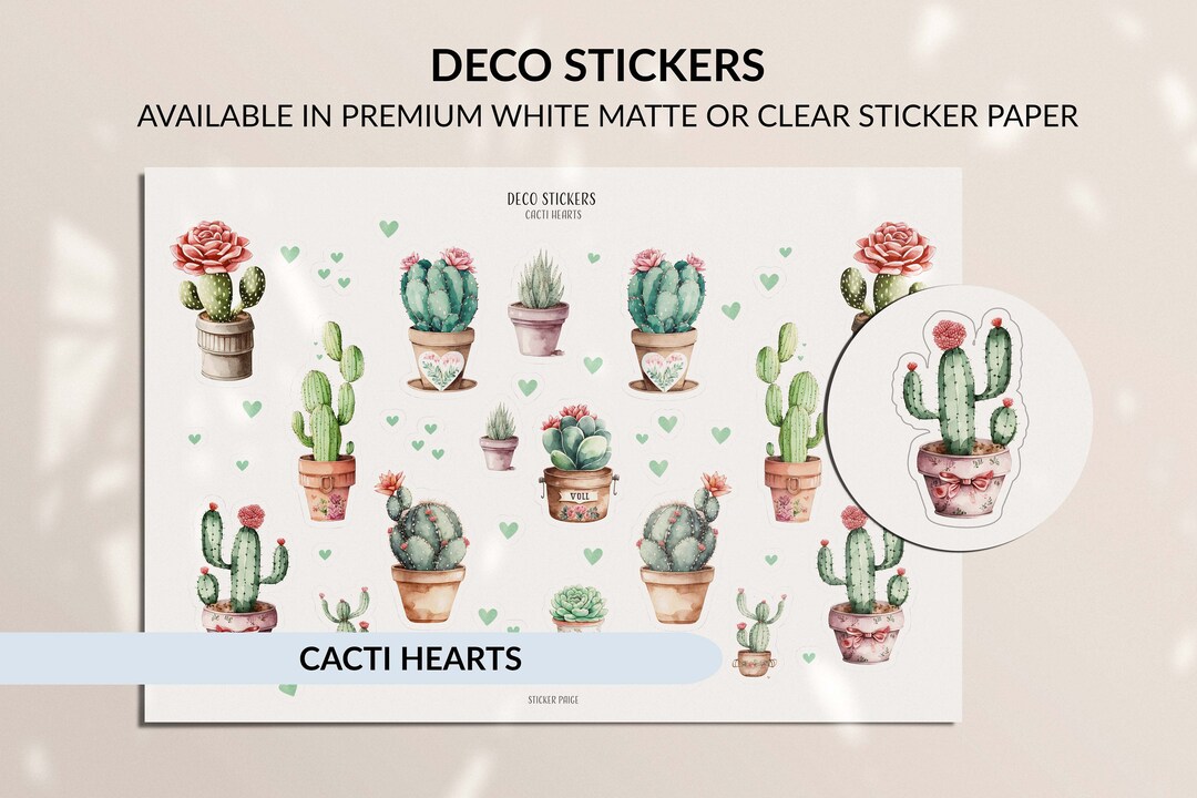 CACTI HEARTS | Planner Stickers | Diary Stickers | Deco Stickers | Hobonichi Journal Stickers ...