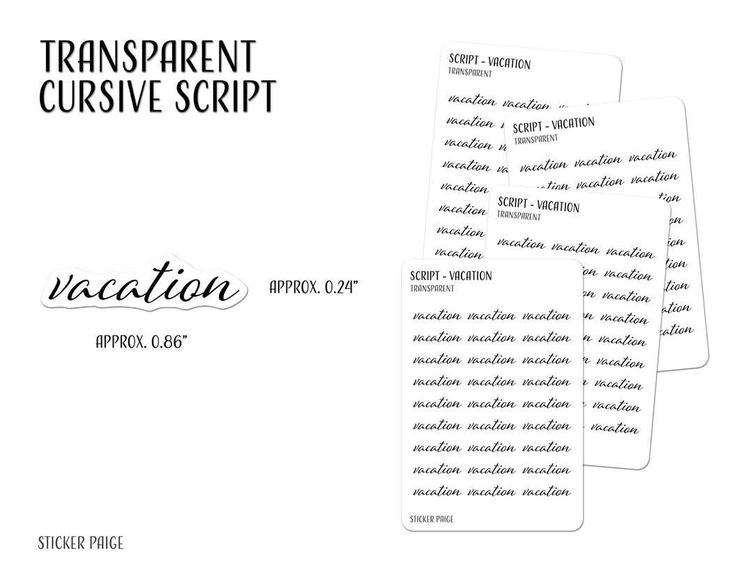 VACATION CURSIVE SCRIPT V1.0 Planner Stickers Travel & Holiday Planner ...