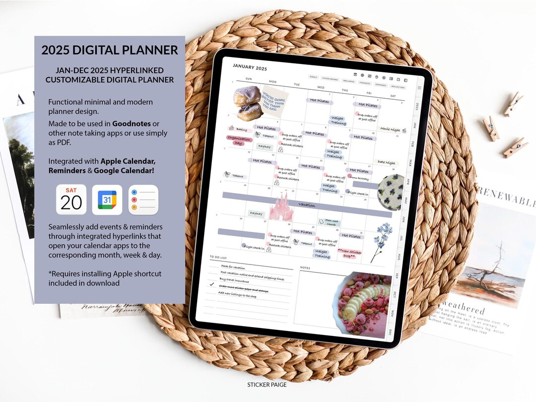 2025 DIGITAL GOODNOTES Portrait Planner Monthly Weekly Daily iPad ...