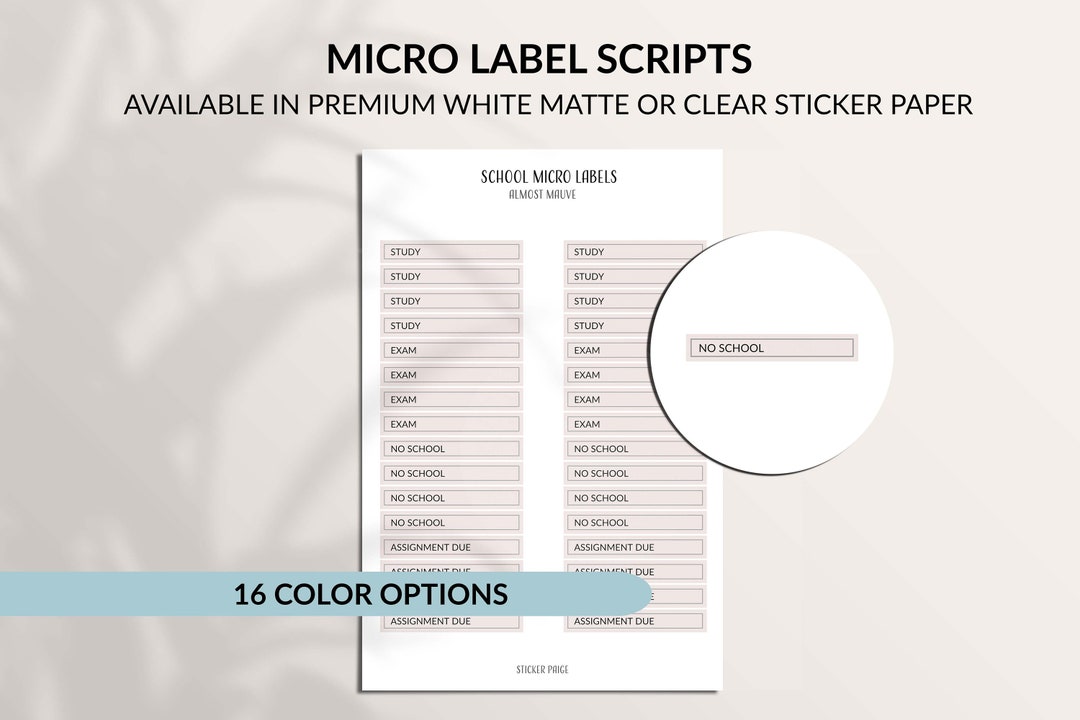 SCHOOL - MICRO LABEL Planner Stickers | Minimalist Planning | Mini ...