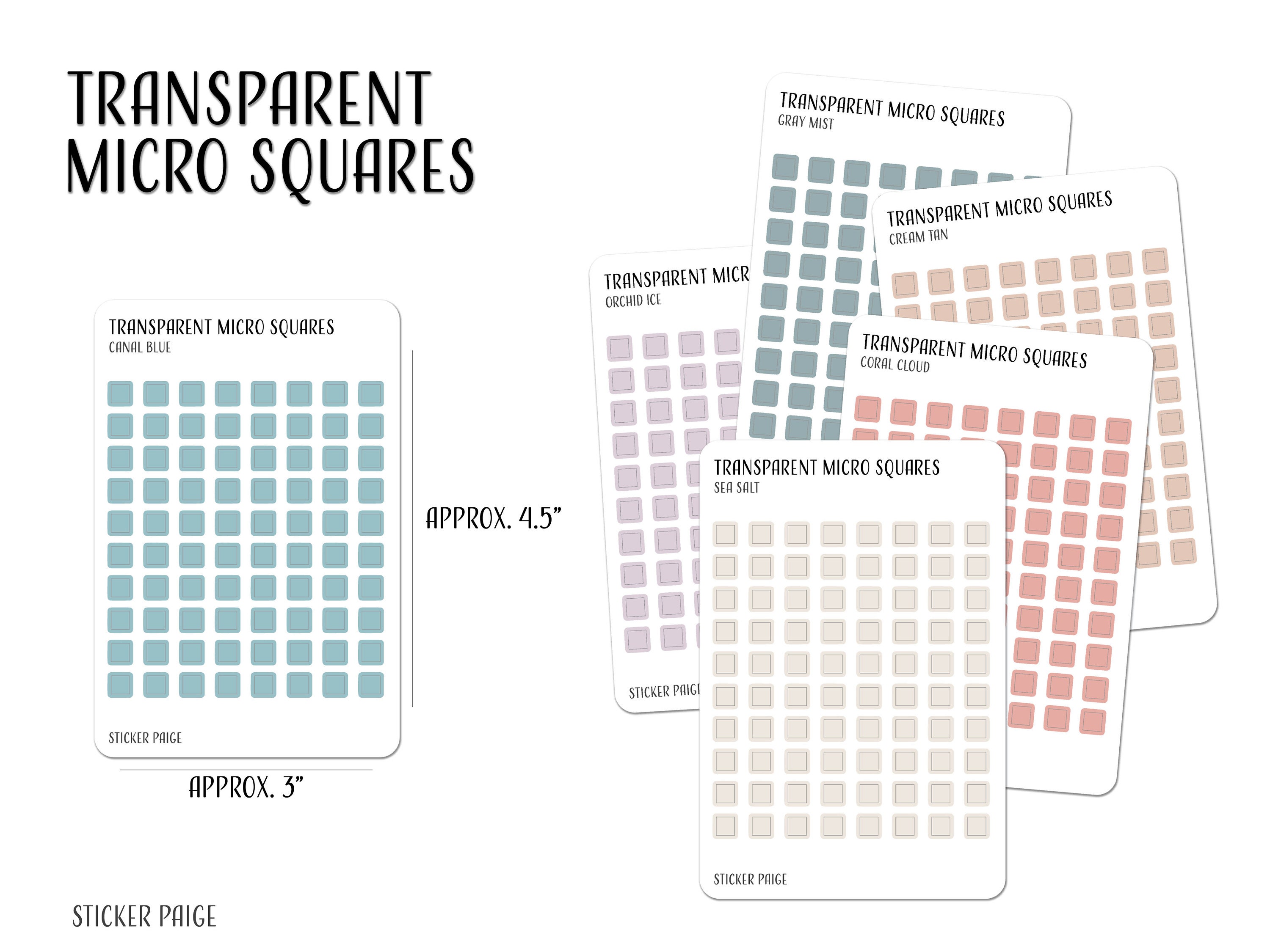 TRANSPARENT MICRO SQUARES Planner Stickers Minimalist | Etsy