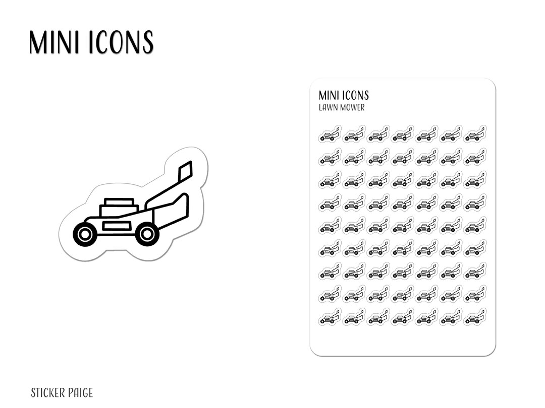 LAWN MOWER Mini Icon Stickers | Minimalist Planner Stickers ...