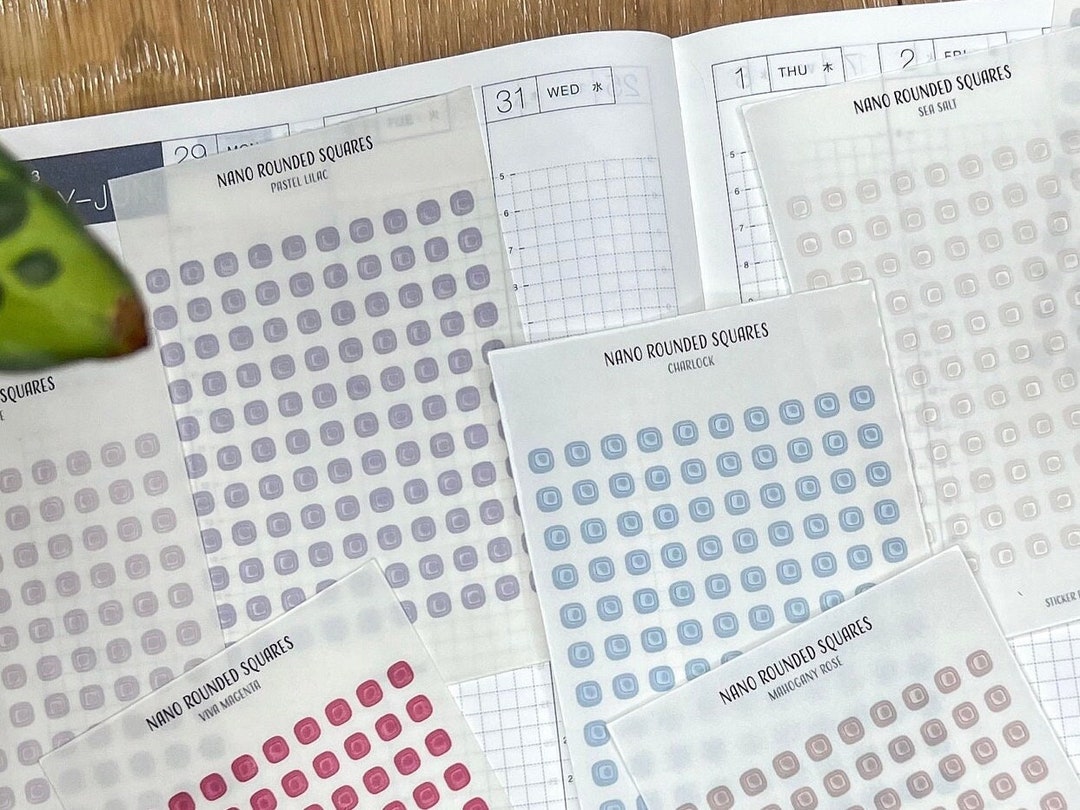 NANO ROUNDED SQUARES Planner Stickers | Minimal Sticker Sheet | Tiny ...