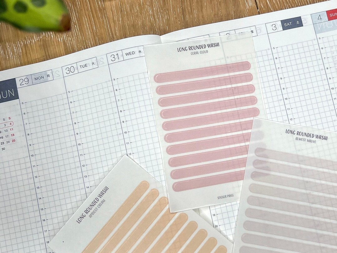 LONG ROUNDED WASHI Transparent Planner Stickers | Minimalist Planning ...