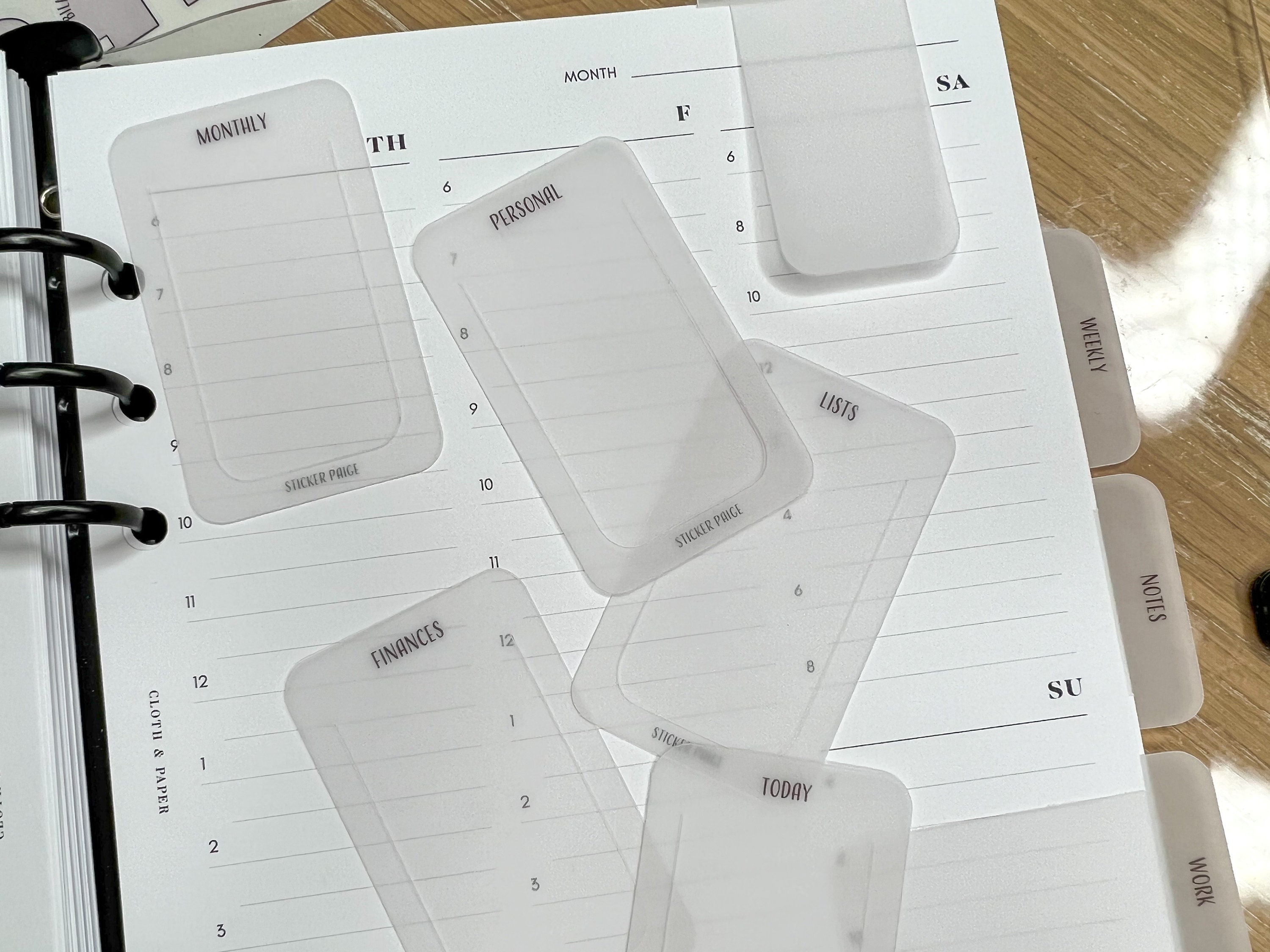 PERSONALIZED Page Marker Set Vellum Tabs Minimal Planning - Etsy