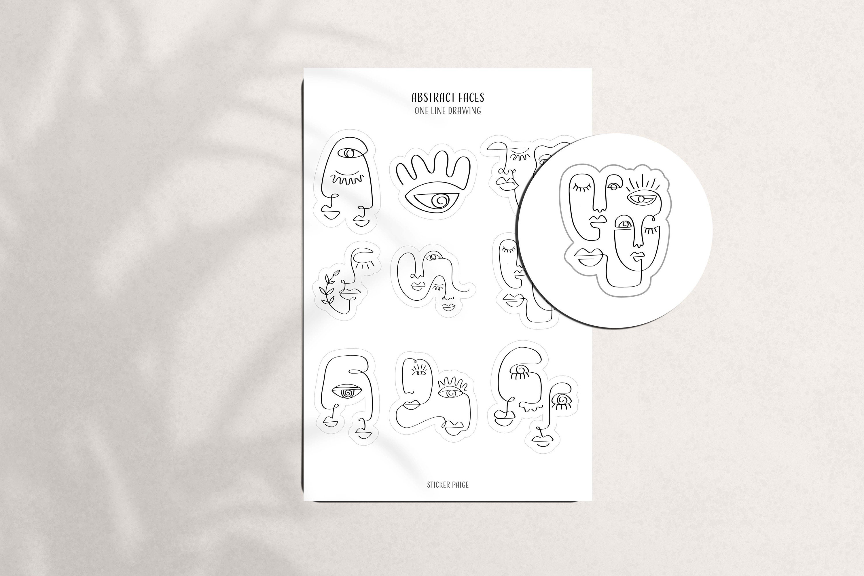 ABSTRACT FACES Planner Sticker Collection | Minimalist Sticker Pack ...