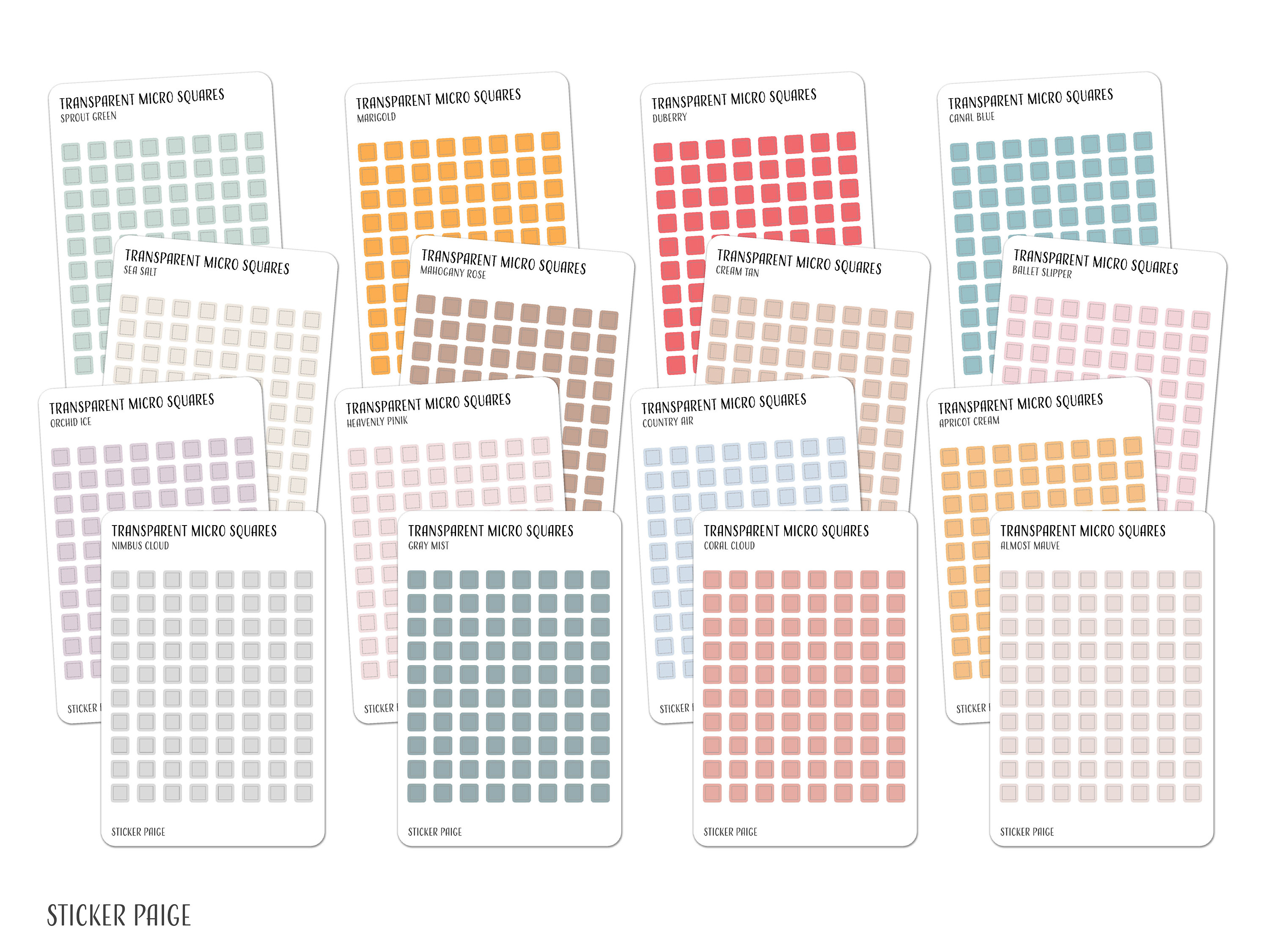 TRANSPARENT MICRO SQUARES Planner Stickers | Minimalist Planning ...