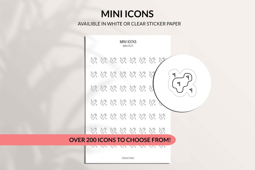 MINI PUTT Mini Icon Stickers Minimalist Planner Stickers Functional ...