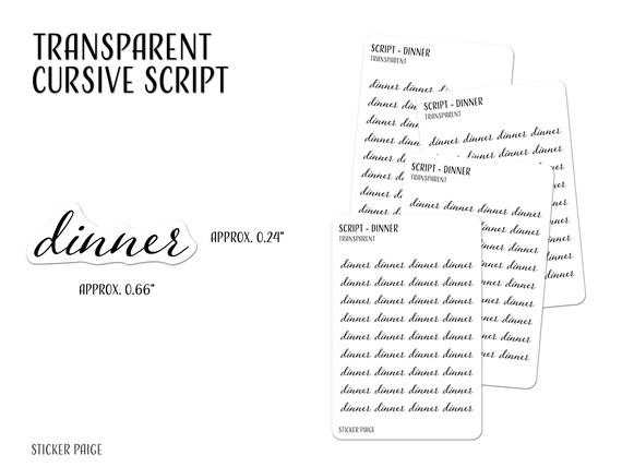 DINNER CURSIVE SCRIPT V1.0 Planner Stickers Minimalist - Etsy