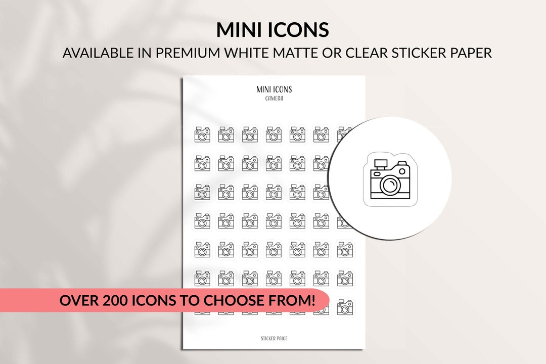 CAMERA Mini Icon Stickers | Minimal & Functional Planner Stickers | A5 ...