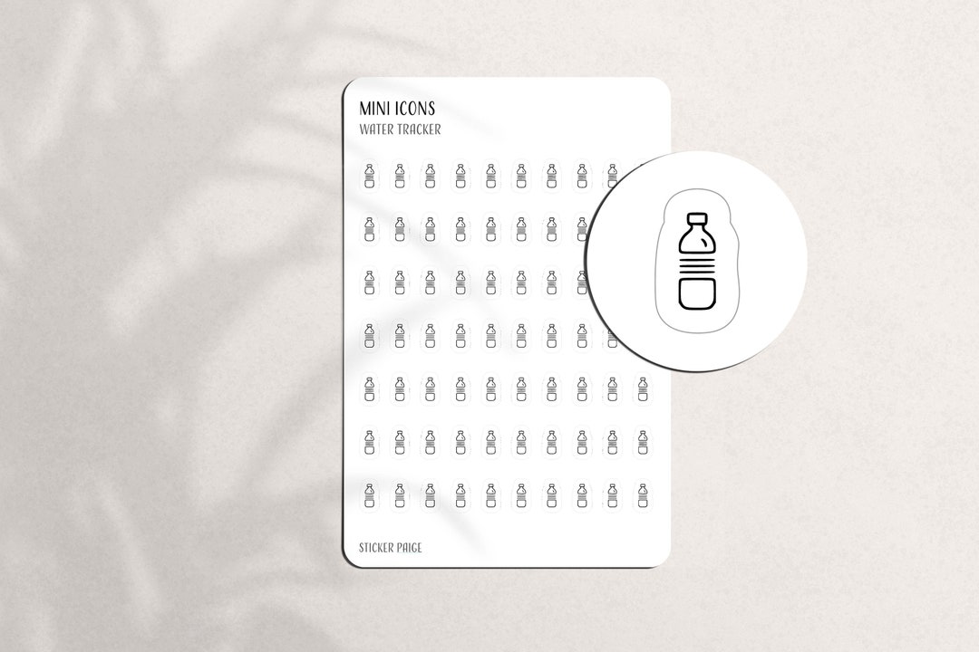 WATER TRACKER Mini Icon Stickers | Minimal & Functional Planner ...