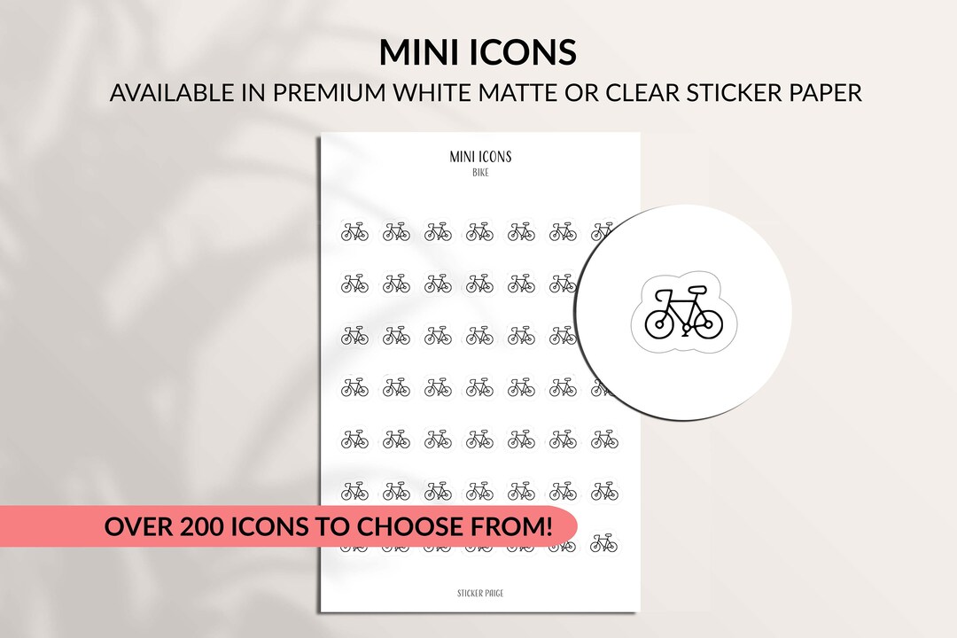 BIKE Mini Icon Stickers Minimal & Functional Planner - Etsy
