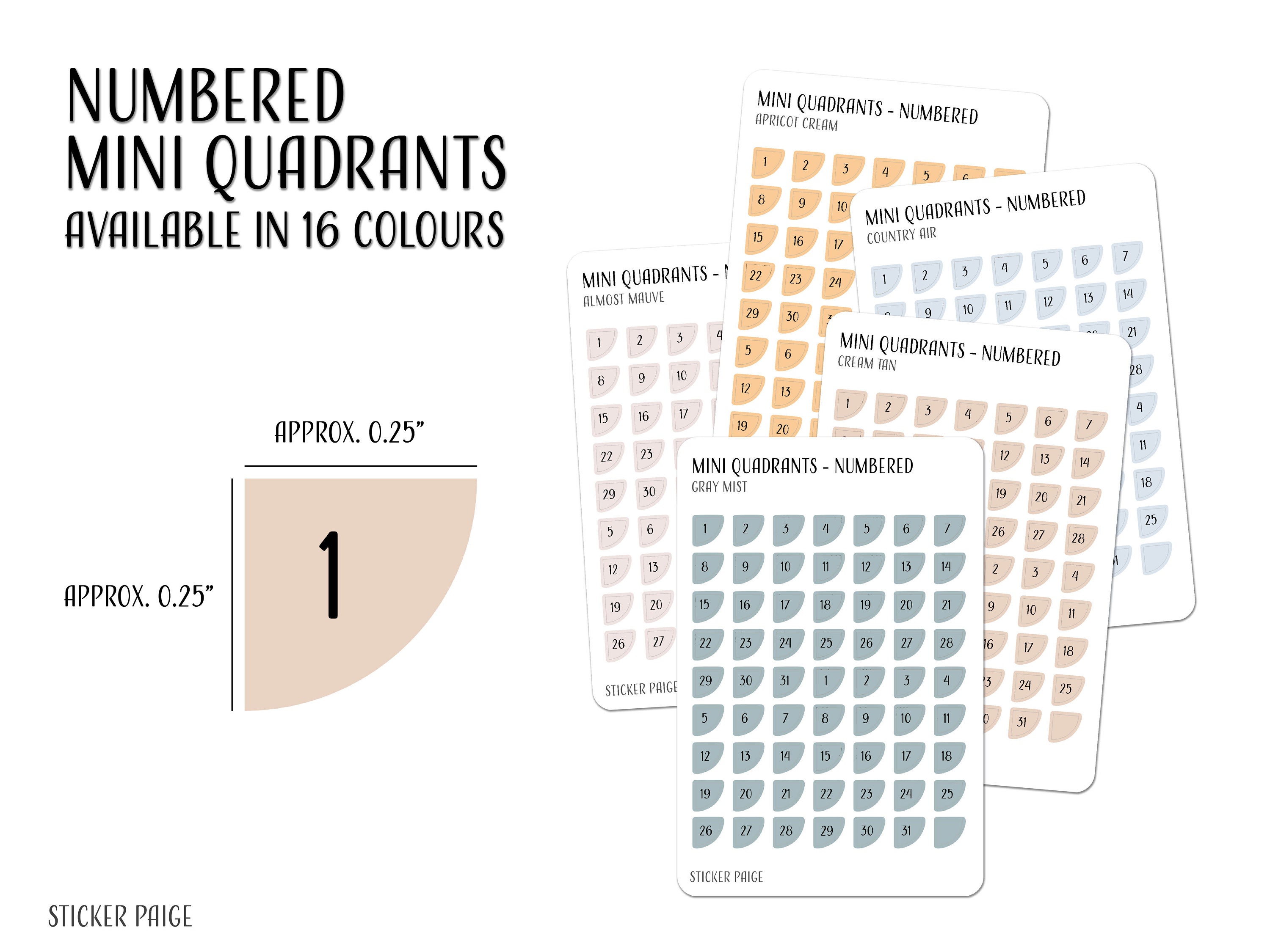 MINI NUMBERED QUADRANTS Planner Stickers Minimalist Planning - Etsy