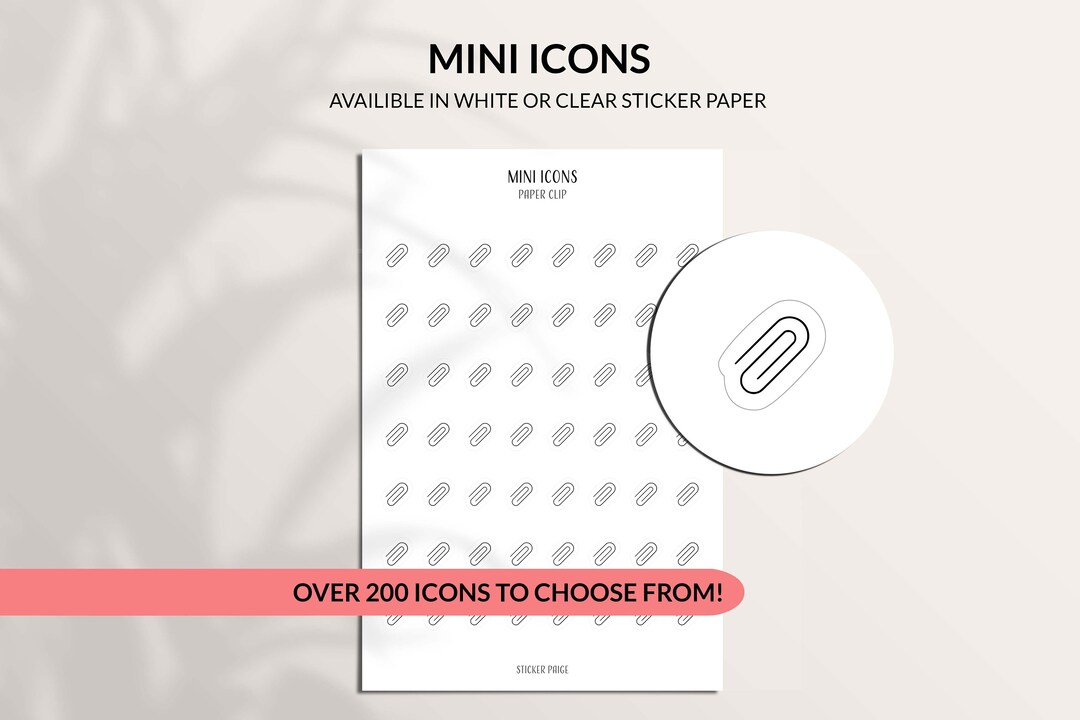 PAPERCLIP Mini Icon Stickers | Minimalist Planner Stickers | Functional ...
