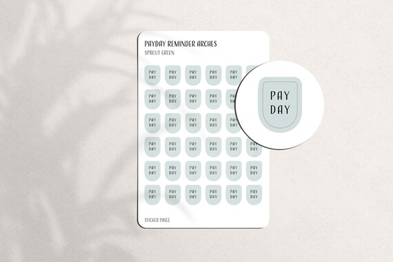PAYDAY Reminder Arch Script Planner Stickers Minimalist | Etsy