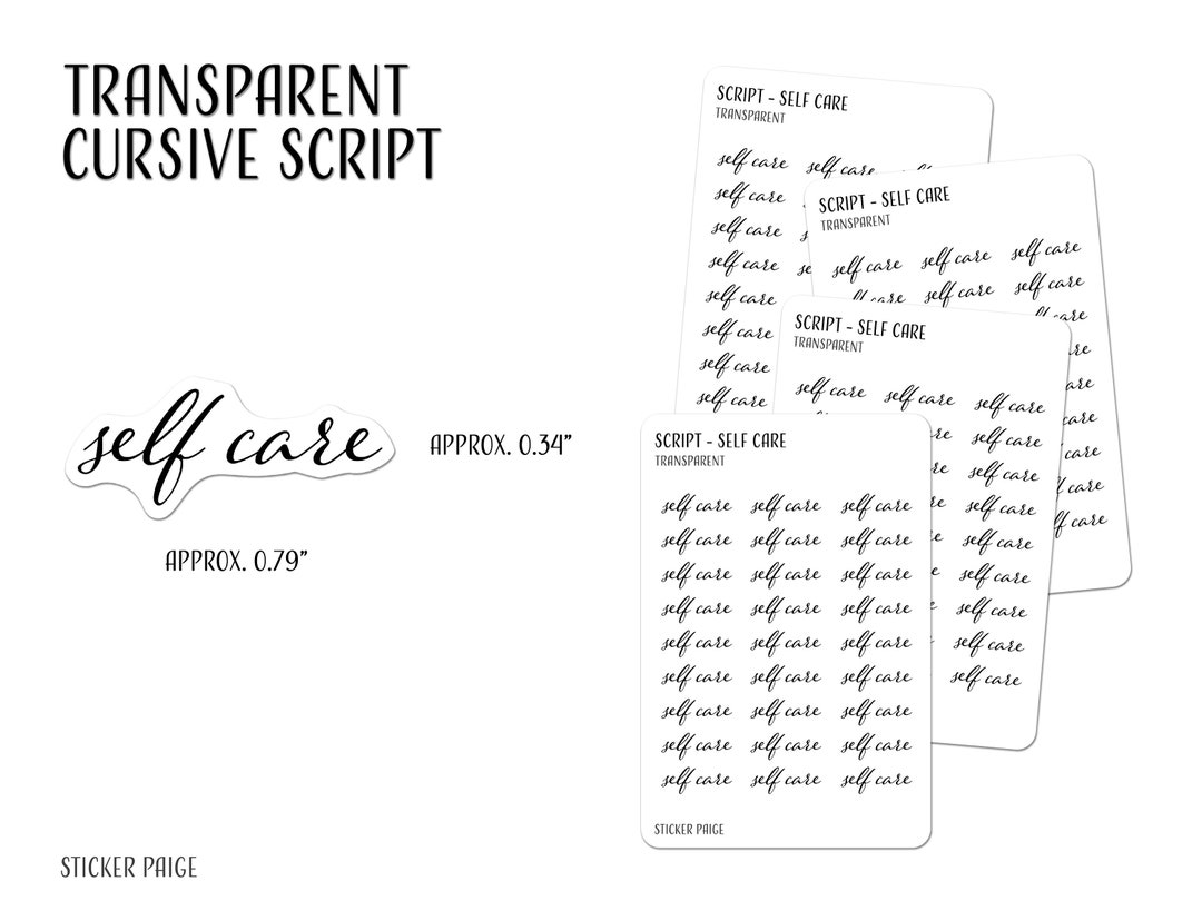 SELF CARE CURSIVE Script V1.0 Planner Stickers Minimalist Planning ...