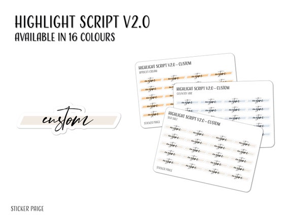 CUSTOM HIGHLIGHT SCRIPT V2.0 Planner Stickers Minimal | Etsy
