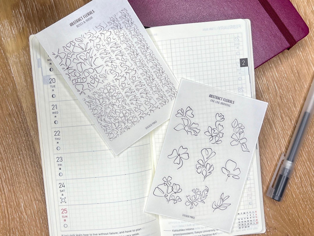 ABSTRACT FLORALS Planner Sticker Collection | Minimalist Sticker Pack ...