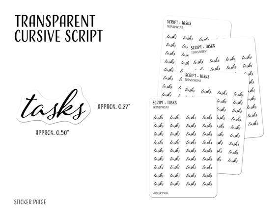 TASKS CURSIVE SCRIPT V1.0 Planner Stickers Minimalist - Etsy