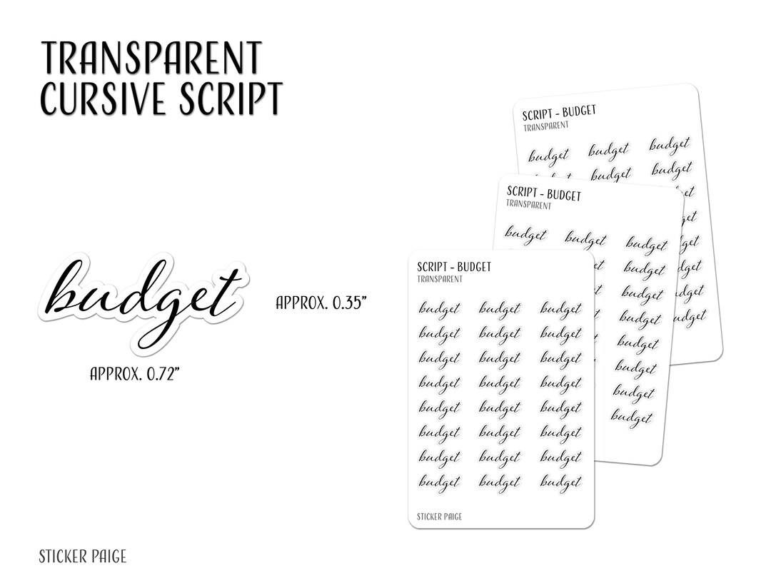 BUDGET CURSIVE SCRIPT V1.0 Planner Stickers Minimalist - Etsy