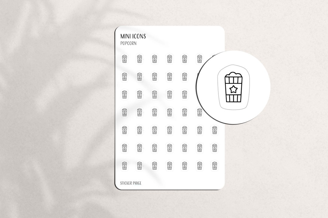 POPCORN Mini Icon Stickers | Minimal & Functional Planner Stickers | A5 ...