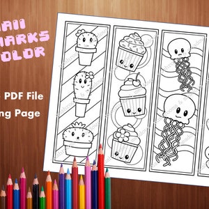 Kawaii Bookmarks to Color - Etsy