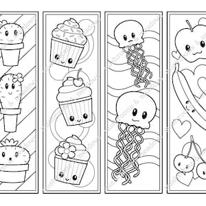 SET OF 3: Kawaii Bookmarks to Color - Etsy