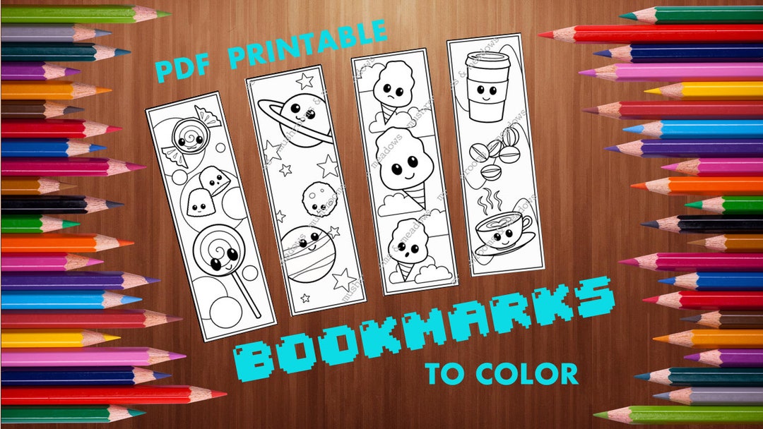 Kawaii Bookmarks to Color - Etsy