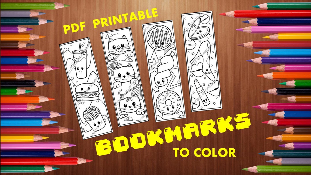 Kawaii Bookmarks to Color - Etsy
