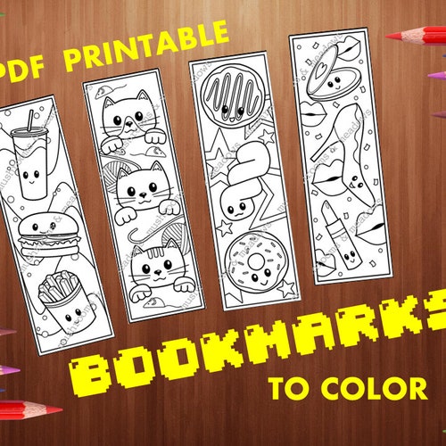 Personalized Bookmarks to Color Kids Birthday Party Favors - Etsy