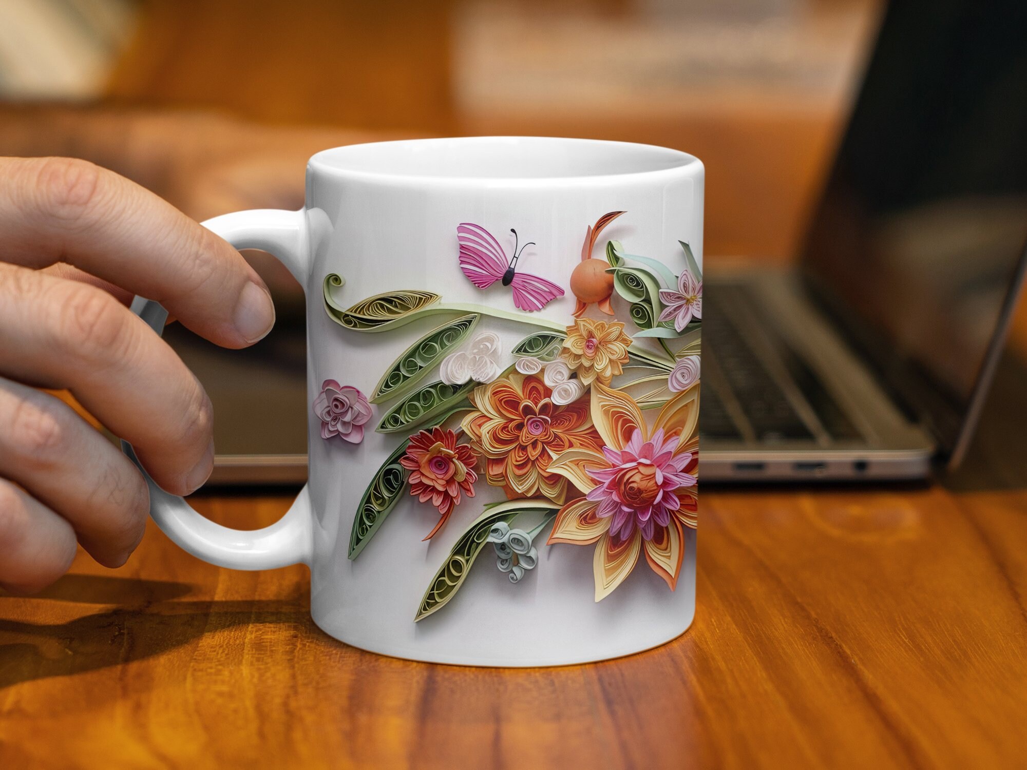 3D Floral Mug 4 11 Oz and 15 Oz Mug Design 3D Mug Coffee - Etsy