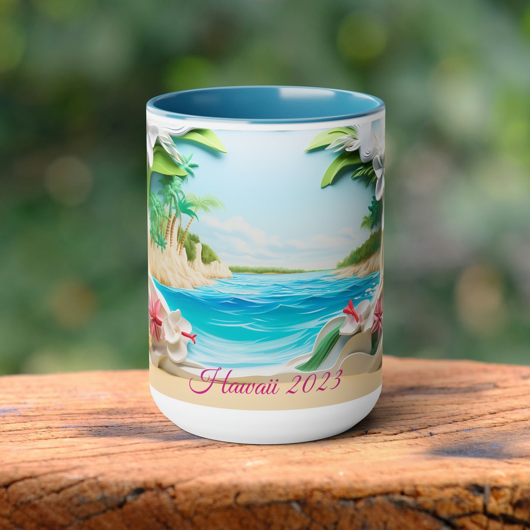 3d Beach Scene 15oz Paradise Mug, Custom Mug, Beach Vibes Mug ...