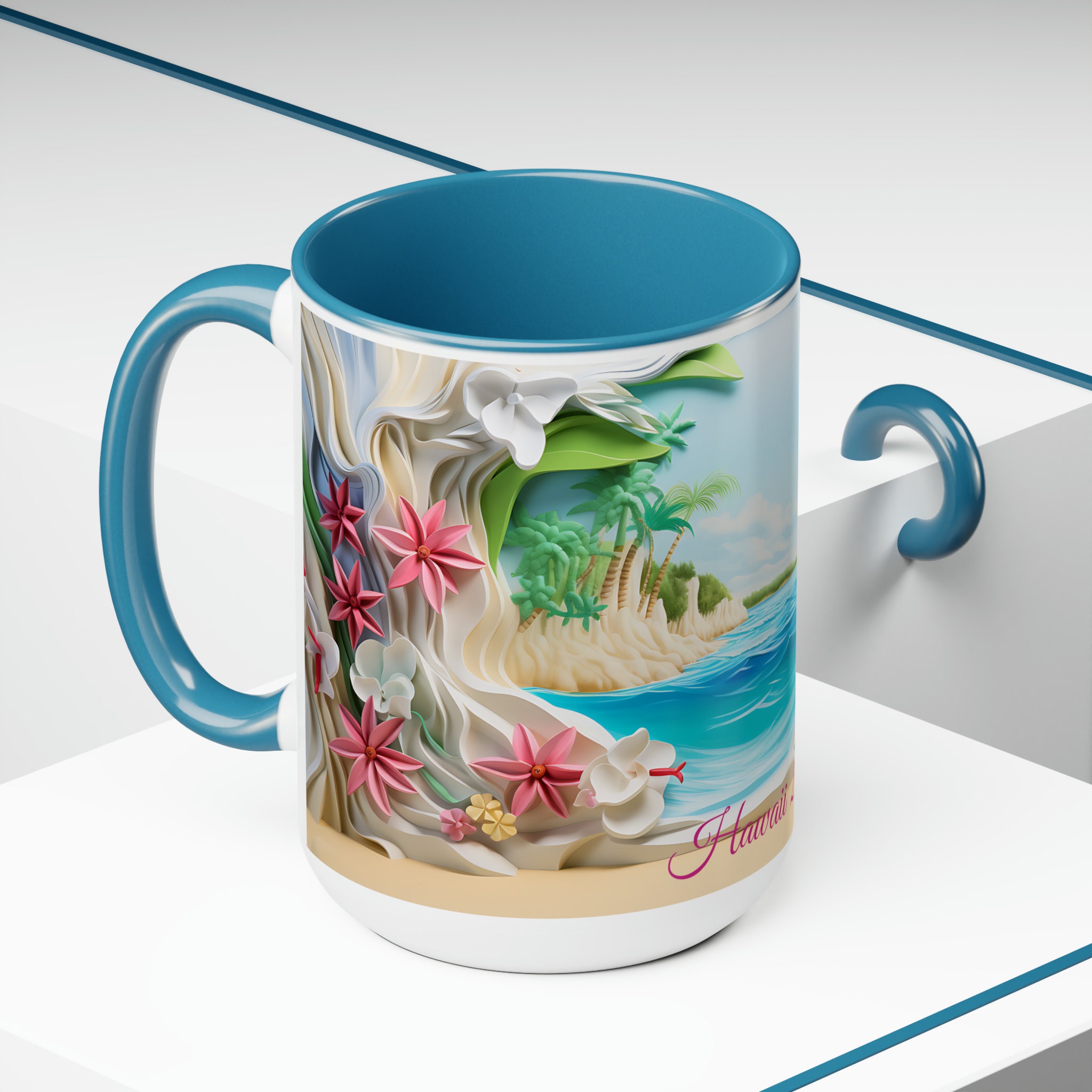 3d Beach Scene 15oz Paradise Mug, Custom Mug, Beach Vibes Mug ...