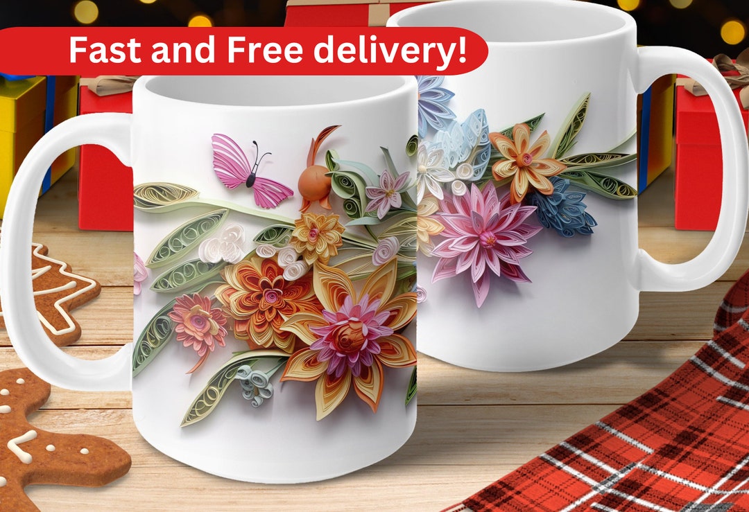 3D Floral Mug 4 11 Oz and 15 Oz Mug Design 3D Mug Coffee - Etsy