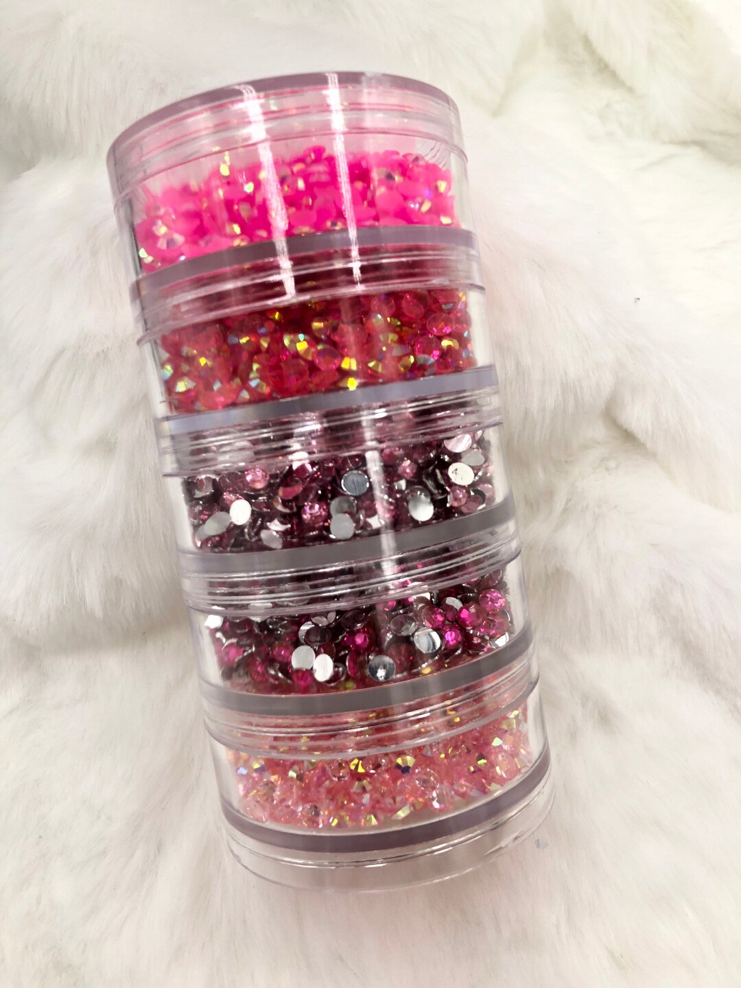 Stackable Rhinestone Kit, 1oz Containers, 5mm(ss20)ab Resin/jell Flat ...