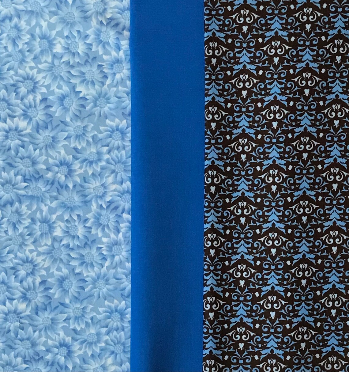 3 Pack 1/2 Yards Cotton Quilt Fabric Blue Flowers Daisies Abstract ...