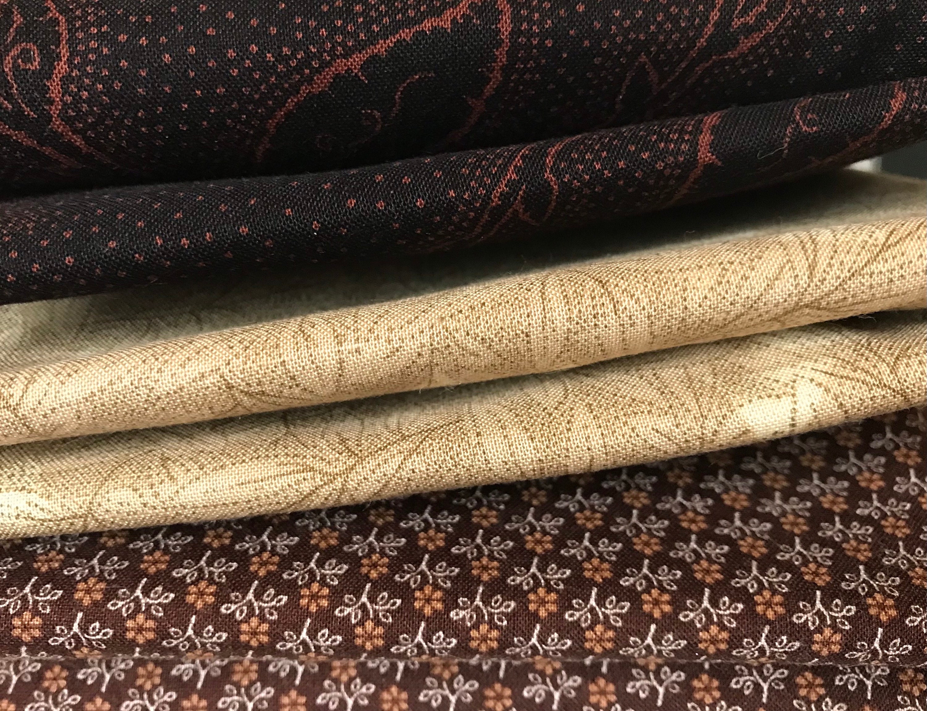 3 Pack 1/2 Yards Cotton Quilt Fabric Leaves Flowers Brown Beige Rust - Etsy