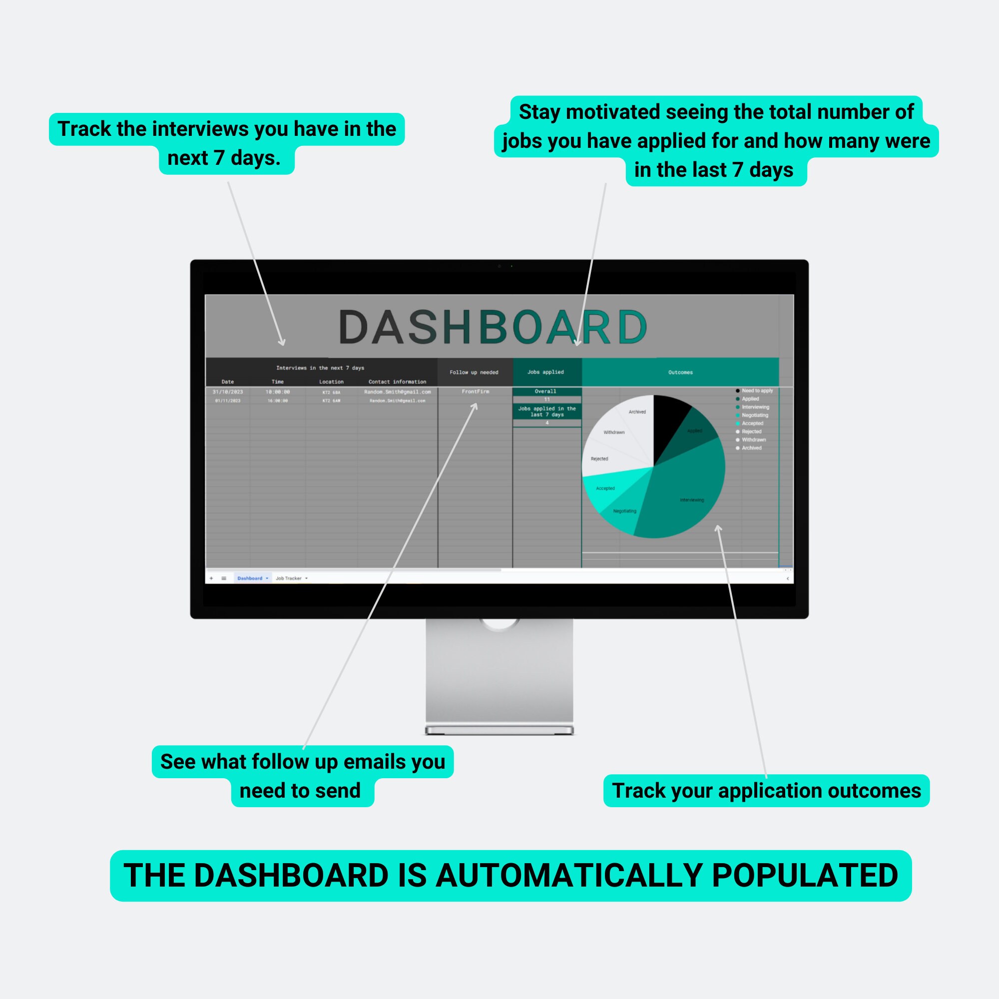 Dark and Aqua Job Application Tracker: Organize Your Job Search With ...