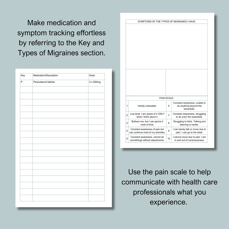 Printable Migraine Tracker Monitor and Manage Your Migraines Health ...