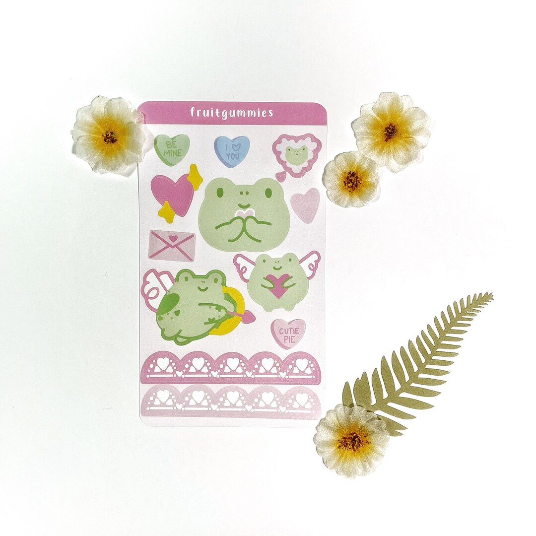 Froggy Valentine’s Day Sticker Sheet / Cute Frog Stickers - Etsy