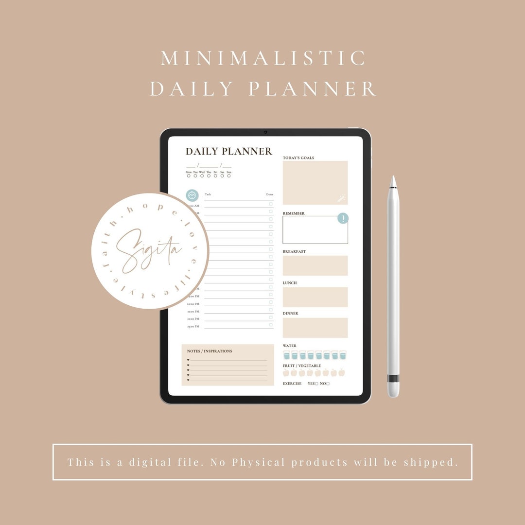 Minimalistic Daily Planner Printable and Digital Compatible With ...