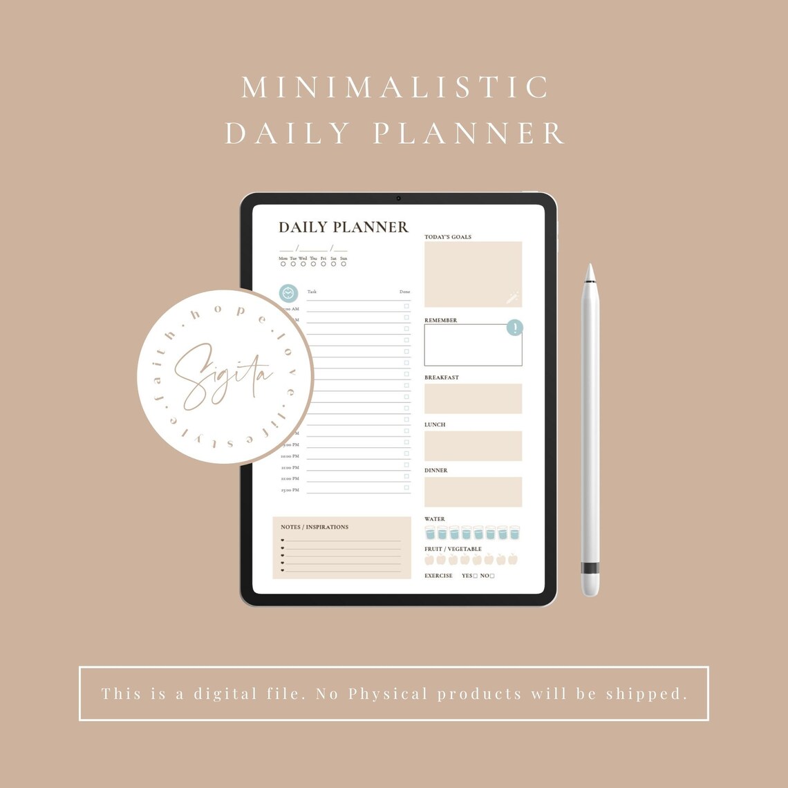 Minimalistic Daily Planner Printable and Digital Compatible With ...