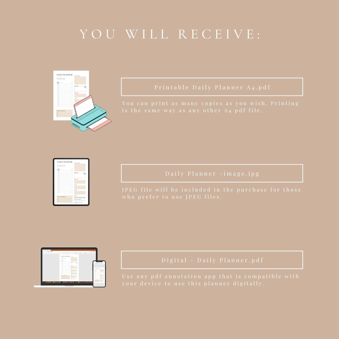 Minimalistic Daily Planner Printable and Digital Compatible With ...