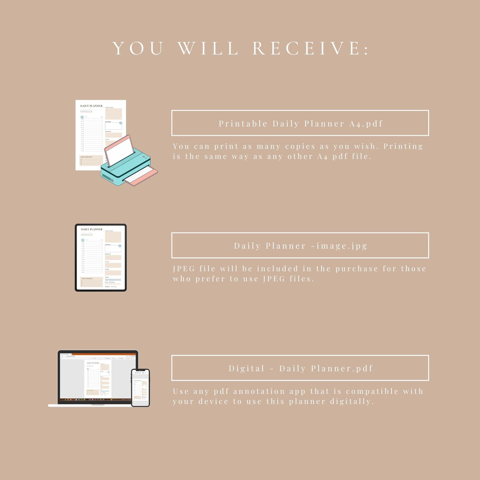 Minimalistic Daily Planner Printable and Digital Compatible With ...