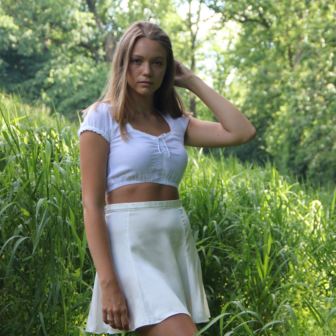 Helena Crop Top in Milk and Cookies, White Crop Top, Cotton Crop Top ...