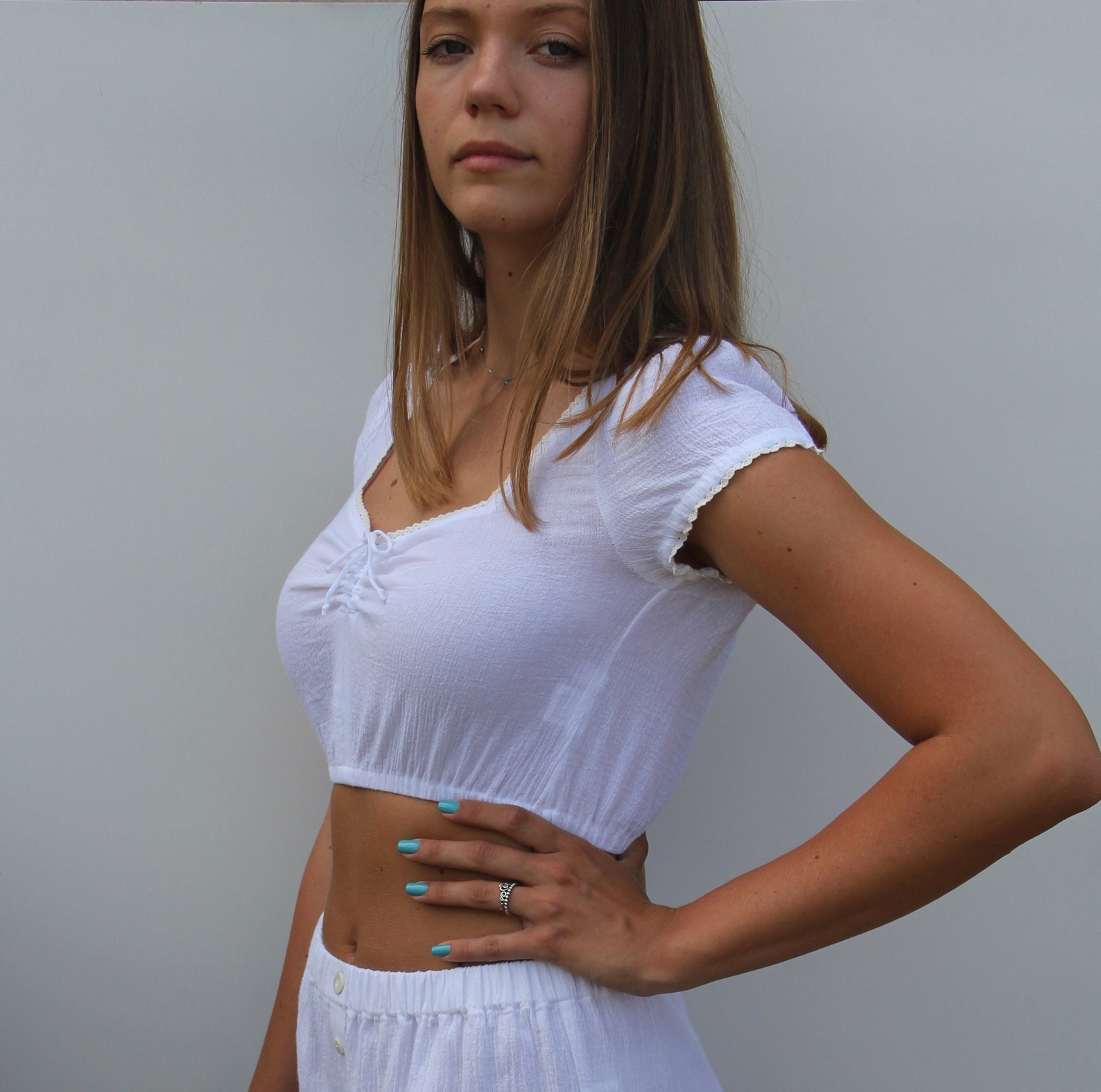 Helena Crop Top in Milk and Cookies, White Crop Top, Cotton Crop Top ...