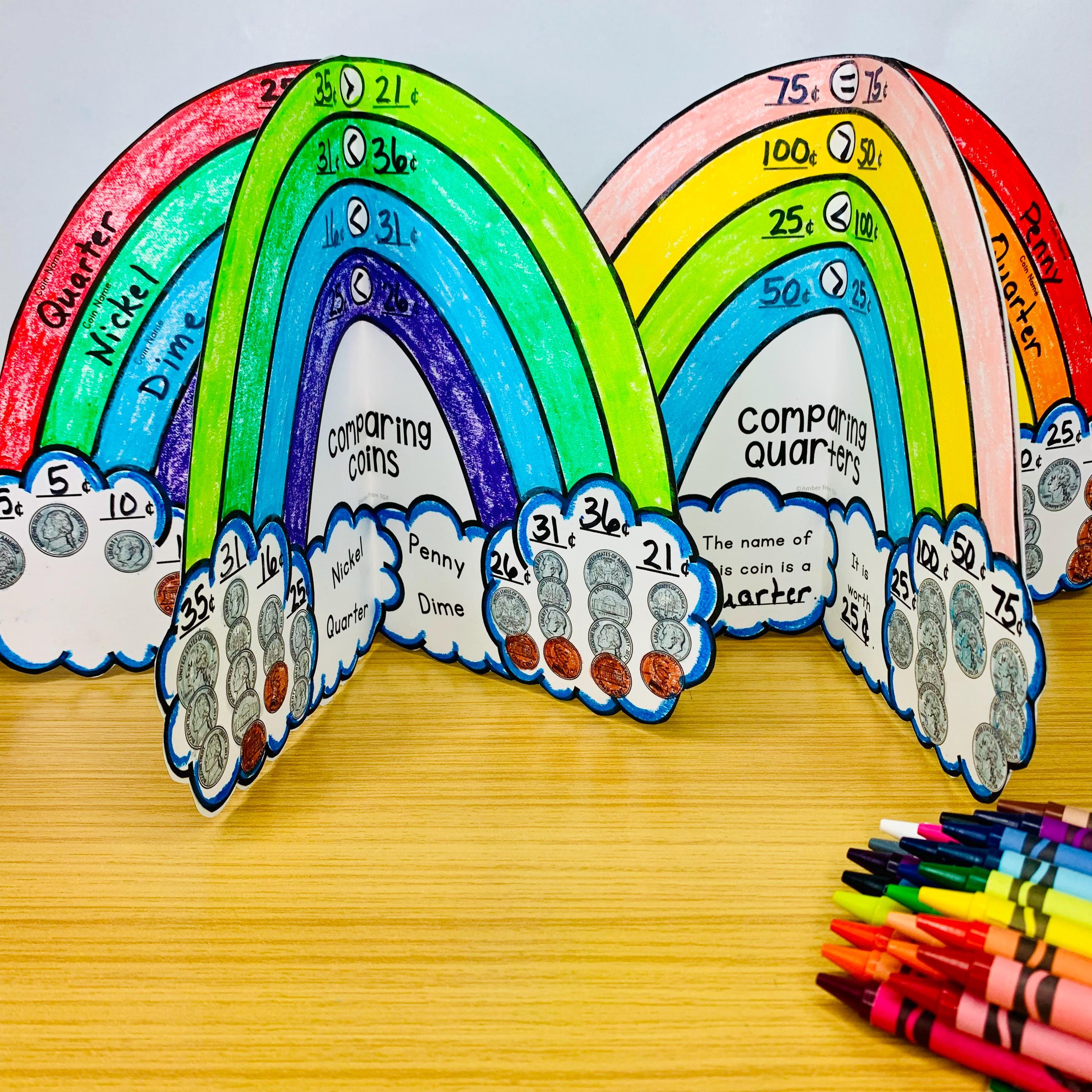 Spring Rainbow Identifying & Counting Coins Comparing Money St Patricks ...